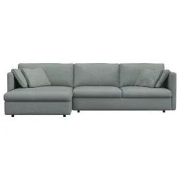 Ecksofa FLEXLUX "Lovane" Sofas Gr. B/H/T: 290cm x 84cm x 182cm, Bouclé, Chaiselongue links, blau (sky blau) Weich & anschmiegsam, große Sitztiefe auf Kaltschaum, Dekokissen inkl.