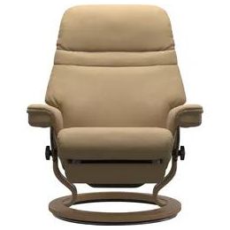 Relaxsessel stressless "Sunrise" Sessel Gr. Leder PALOMA, PowerTM Leg & Back-mit Akku-Classic Base Eiche, Relaxfunktion-Drehfunktion-Integrierte Fußstütze-PlusTMSystem, B/H/T: 79cm x 103cm x 78cm, beige (sand paloma) elektrisch verstellbar, optional 2-motorisch, Größe M & L