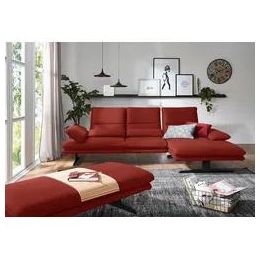 Ecksofa W.Schillig "broadway" Sofas Gr. B/H/T: 291cm x 94cm x 164cm, Stoff S37, Longchair rechts, mit Sitztiefenverstellung-mit Kopfteilverstellung-mit Seitenteilverstellung, rot (marsala s37) Sitztiefenverstellung, Kopfteil- & Seitenteilverstellung, Breite 291cm