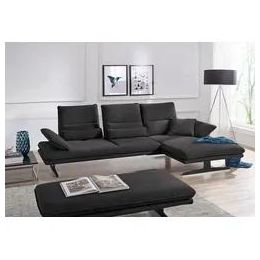 Ecksofa W.Schillig "broadway" Sofas Gr. B/H/T: 291cm x 94cm x 164cm, Stoff S37, Longchair rechts, mit Sitztiefenverstellung-mit Kopfteilverstellung-ohne Seitenteilverstellung, grau (anthrazit s37) Sitztiefenverstellung, Kopfteil- & Seitenteilverstellung, Breite 291cm