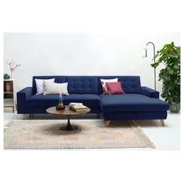 Ecksofa Tom Tailor HOME "Nordic Shift Chic" Sofas Gr. B/H/T: 308cm x 86cm x 180cm, Samtstoff TSV, Recamiere rechts, ohne Bettfunktion und Bettkasten, blau (indigo tsv 6) wahlweise mit Bettfunktion und Bettkasten