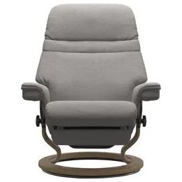 Relaxsessel stressless "Sunrise" Sessel Gr. Struktur fein JASMINE, PowerTM Leg & Back-mit Akku-Classic Base Eiche, Relaxfunktion-Drehfunktion-Integrierte Fußstütze-PlusTMSystem, B/H/T: 79cm x 103cm x 78cm, grau (grey jasmine) elektrisch verstellbar, optional 2-motorisch, Größe M & L