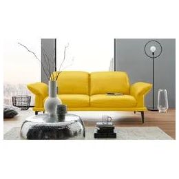 2,5-Sitzer W.Schillig "sherry" Sofas Gr. B/H/T: 214cm x 81cm x 114cm, Longlife Xtra-Leder Z69, mit Kopfteilverstellung-mit Armlehnenverstellung, gelb (lemon z69) Kopfstützenverstellung, Winkelfüße in Schwarz, Breite 214 cm