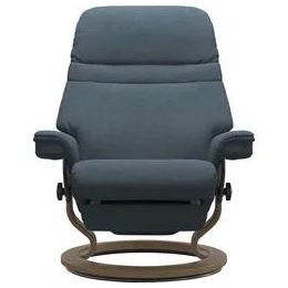 Relaxsessel stressless "Sunrise" Sessel Gr. ROHLEDER Stoff Q2 FARON, PowerTM Leg & Back-mit Akku-Classic Base Eiche, Relaxfunktion-Drehfunktion-Integrierte Fußstütze-PlusTMSystem, B/H/T: 88cm x 103cm x 78cm, blau (petrol q2 faron) elektrisch verstellbar, optional 2-motorisch, Größe M & L