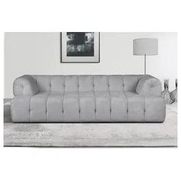 3-Sitzer Inosign "APERIRE B/T/H: 225/100/77 cm" Sofas Gr. B/H/T: 225cm x 77cm x 100cm, Chenille, weiß (silber) mit moderner aufwändiger Steppung tiefem Einzug, auch hinten