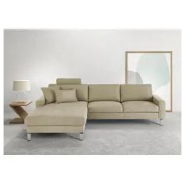 Ecksofa 3C Candy "Lecce, wahlweise PUR-Schaumstoff oder Tonnentaschenfederkern" Sofas Gr. B/H/T: 281 cm x 86 cm x 194 cm, Easy care, Longchair links, Sitzaufbau mit Tonnentaschenfederkern, grau (taupe) Bett im 2,5-Sitzer, teilmotorische Schlaffunktion Longchair, L-Form