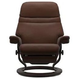 Relaxsessel stressless "Sunrise" Sessel Gr. Leder BATICK, PowerTM Leg & Back-ohne Akku-Classic Base Wenge, Relaxfunktion-Drehfunktion-Integrierte Fußstütze-PlusTMSystem, B/H/T: 88cm x 103cm x 78cm, braun (malt brown batick) elektrisch verstellbar, optional 2-motorisch, Größe M & L