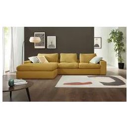 Ecksofa Alina "Sandy" Sofas Gr. B/T: 326cm x 180cm, Cord GCT, Recamiere links, gelb (honiggelb gct 95) mit Recamiere, in modernem Cordstoff