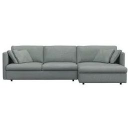 Ecksofa FLEXLUX "Lovane" Sofas Gr. B/H/T: 290cm x 84cm x 182cm, Bouclé, Chaiselongue rechts, blau (sky blau) Weich & anschmiegsam, große Sitztiefe auf Kaltschaum, Dekokissen inkl.