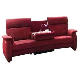 Sofa Home Affaire "Turin" Sofas Gr. B/H/T: 222cm x 107cm x 102cm, Leder SOFTLINE, mit Relaxfunktion beidseitig, rot 2-Sitzer-Sofa Sofas mit motorischer Relaxfunktion, Tisch, Leuchte + USB-Ladestation