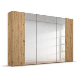 Drehtürenschrank Rauch "Evela" Schränke Gr. B/H/T: 301 cm x 223 cm x 61 cm, 6 St., braun (eiche artisan) Mitteltüren Spiegel sowie moderne Griffe im Industrial-Look