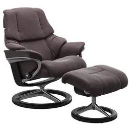 Relaxsessel stressless "Reno" Sessel Gr. Material Bezug, Material Gestell, Ausführung / Funktion, Maße B/H/T, rot (bordeaux) mit Signature Base, Größe S, M & L, Gestell Schwarz