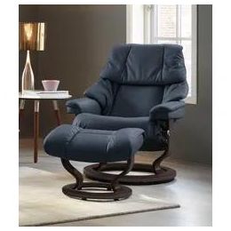 Relaxsessel stressless "Reno" Sessel Gr. Leder PALOMA, Classic Base Wenge, Relaxfunktion-Drehfunktion-PlusTMSystem-Gleitsystem, B/H/T: 75cm x 96cm x 75cm, blau (oxford blue paloma) mit Classic Base, Größe S, M & L, Gestell Wenge