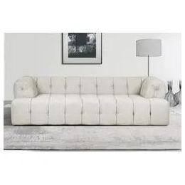 3-Sitzer Inosign "APERIRE B/T/H: 225/100/77 cm" Sofas Gr. B/H/T: 225cm x 77cm x 100cm, Struktur weich, beige (creme) mit moderner aufwändiger Steppung tiefem Einzug, auch hinten