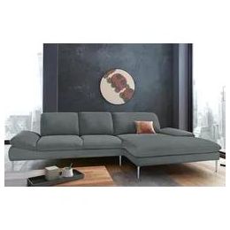 Ecksofa W.Schillig "enjoy&MORE" Sofas Gr. B/H/T: 340cm x 87cm x 185cm, Chenille-Flachgewebe R66, Recamiere rechts, mit Kopfteilverstellung-mit Armlehnenverstellung-mit Sitztiefenverstellung, blau (niagara r66) mit Sitztiefenverstellung, Füße silber matt, Breite 340 cm