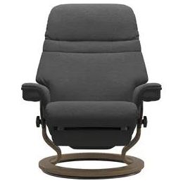 Relaxsessel stressless "Sunrise" Sessel Gr. ROHLEDER Stoff Q2 FARON, PowerTM Leg & Back-ohne Akku-Classic Base Eiche, Relaxfunktion-Drehfunktion-Integrierte Fußstütze-PlusTMSystem, B/H/T: 79cm x 103cm x 78cm, grau (dark grey q2 faron) elektrisch verstellbar, optional 2-motorisch, Größe M & L