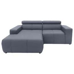 Ecksofa DOMO collection "Brandon kleine Ausführung B/T/H: 214/100/80 cm" Sofas Gr. B/H/T: 211cm x 80cm x 175cm, Leder, Recamiere links, ohne Nierenkissen, blau (dunkelblau) Mit Kopfteilverstellung, auch in Leder und Cord, L-Form