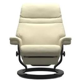 Relaxsessel stressless "Sunrise" Sessel Gr. Leder PALOMA, PowerTM Leg & Back-mit Akku-Classic Base Schwarz, Relaxfunktion-Drehfunktion-Integrierte Fußstütze-PlusTMSystem, B/H/T: 88cm x 103cm x 78cm, beige (vanilla paloma) elektrisch verstellbar, optional 2-motorisch, Größe M & L