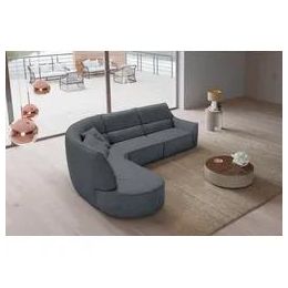 Ecksofa Egoitaliano "Puffy" Sofas Gr. B/H/T: 330cm x 88cm x 205cm, Luxus-Microfaser BLUSH, Ottomane links, Mit Relaxfunktion, grau (charcoal) mit Ottomane, wahlweise und ohne elektrischer Relaxfunktion