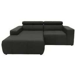 Ecksofa DOMO collection "Brandon kleine Ausführung B/T/H: 214/100/80 cm" Sofas Gr. B/H/T: 211cm x 80cm x 175cm, Leder, Recamiere links, ohne Nierenkissen, schwarz Mit Kopfteilverstellung, auch in Leder und Cord, L-Form