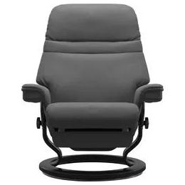 Relaxsessel stressless "Sunrise" Sessel Gr. Leder BATICK, PowerTM Leg & Back-ohne Akku-Classic Base Schwarz, Relaxfunktion-Drehfunktion-Integrierte Fußstütze-PlusTMSystem, B/H/T: 79cm x 103cm x 78cm, grau (grey batick) elektrisch verstellbar, optional 2-motorisch, Größe M & L