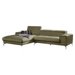 Ecksofa W.Schillig "piedroo" Sofas Gr. B/H/T: 303cm x 70cm x 193cm, Longlife Xtra-Leder Z69, Longchair links, mit Kopfteilverstellung-ohne Sitztiefenverstellung, grün (camouflage z69) Kopfteilverstellung, wahlweise mit Sitztiefenverstellung, Breite 303cm