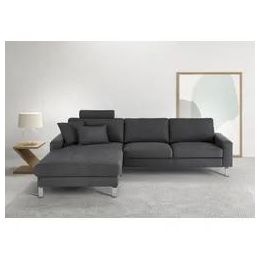 Ecksofa 3C Candy "Lecce, wahlweise PUR-Schaumstoff oder Tonnentaschenfederkern" Sofas Gr. B/H/T: 281 cm x 86 cm x 194 cm, Easy care, Longchair links, Sitzaufbau mit Tonnentaschenfederkern, grau Bett im 2,5-Sitzer, teilmotorische Schlaffunktion Longchair, L-Form