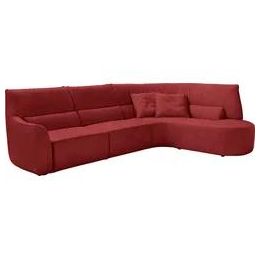 Ecksofa Egoitaliano "Puffy" Sofas Gr. B/H/T: 330cm x 88cm x 205cm, Luxus-Microfaser Lederoptik, Ottomane rechts, Ohne Relaxfunktion, rot (marsala) mit Ottomane, wahlweise und ohne elektrischer Relaxfunktion