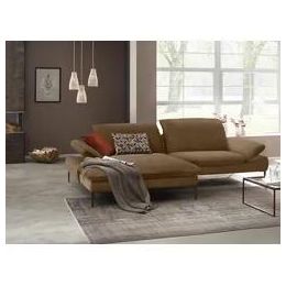 Ecksofa W.Schillig "enjoy&MORE" Sofas Gr. B/H/T: 294cm x 87cm x 185cm, Stoff S37, Recamiere links, mit Kopfteilverstellung-mit Armlehnenverstellung-mit Sitztiefenverstellung, braun (chocolate s37) Sitztiefenverstellung, Füße bronze pulverbeschichtet, Breite 294 cm