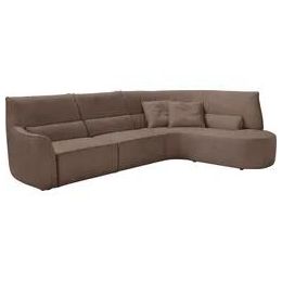 Ecksofa Egoitaliano "Puffy" Sofas Gr. B/H/T: 330 cm x 88 cm x 205 cm, Luxus-Microfaser Lederoptik, Ottomane rechts, Ohne Relaxfunktion, braun (mud) mit Ottomane, wahlweise und ohne elektrischer Relaxfunktion