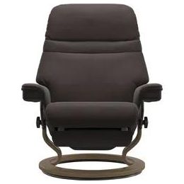 Relaxsessel stressless "Sunrise" Sessel Gr. Leder PALOMA, PowerTM Leg & Back-ohne Akku-Classic Base Eiche, Relaxfunktion-Drehfunktion-Integrierte Fußstütze-PlusTMSystem, B/H/T: 88cm x 103cm x 78cm, braun (chocolate paloma) elektrisch verstellbar, optional 2-motorisch, Größe M & L