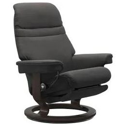 Relaxsessel stressless "Sunrise" Sessel Gr. Leder PALOMA, PowerTM Leg & Back-ohne Akku-Classic Base Wenge, Relaxfunktion-Drehfunktion-Integrierte Fußstütze-PlusTMSystem, B/H/T: 79cm x 103cm x 78cm, grau (rock paloma) elektrisch verstellbar, optional 2-motorisch, Größe M & L