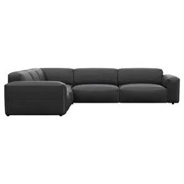 Ecksofa FLEXLUX "Lucera, super bequem durch hochwertigen Sitzaufbau mit Kaltschaum" Sofas Gr. B/H/T: 319cm x 73cm x 285cm, Echtleder, Schenkel links, schwarz (deep black) modern & anschmiegsam, L-Form, Designsofa