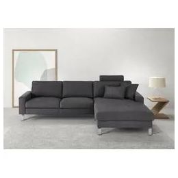 Ecksofa 3C Candy "Lecce, wahlweise PUR-Schaumstoff oder Tonnentaschenfederkern" Sofas Gr. B/H/T: 281 cm x 86 cm x 194 cm, Easy care, Longchair rechts, Sitzaufbau mit Tonnentaschenfederkern, grau Bett im 2,5-Sitzer, teilmotorische Schlaffunktion Longchair, L-Form