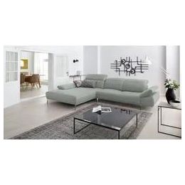 Ecksofa W.Schillig "levi" Sofas Gr. B/H/T: 344 cm x 80 cm x 207 cm, Flachgewebe S22, Longchair links, mit Kopfteilverstellung-mit Armlehnenverstellung-ohne Sitztiefenverstellung, braun (sky s22) inklusive Kopfstützenverstellung & Seitenteilverstellung, Breite 344cm