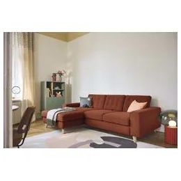 Ecksofa Tom Tailor HOME "Nordic Shift Chic" Sofas Gr. B/H/T: 308cm x 86cm x 180cm, Bouclé SCO, Recamiere links, ohne Bettfunktion und Bettkasten, braun (rust sco 747) wahlweise mit Bettfunktion und Bettkasten