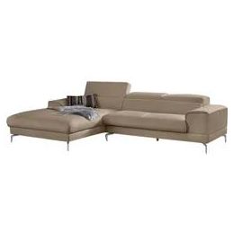 Ecksofa W.Schillig "piedroo" Sofas Gr. B/H/T: 303 cm x 70 cm x 193 cm, Longlife Xtra-Leder Z59, Longchair links, mit Kopfteilverstellung-ohne Sitztiefenverstellung, braun (stone z59) Kopfteilverstellung, wahlweise mit Sitztiefenverstellung, Breite 303cm