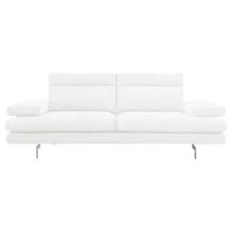 3-Sitzer Calia italia "Toby Wing, Designsofa mit hohem Sitzkomfort, bequem und elegant" Sofas Gr. B/H/T: 208cm x 90cm x 113cm, Leder BULL, mit Sitztiefenverstellung-mit Armlehnenverstellung, weiß (bianco puro bull) inklusive Sitztiefenverstellung, Füße in Chrom glänzend