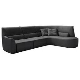 Ecksofa Egoitaliano "Puffy" Sofas Gr. B/H/T: 330cm x 88cm x 205cm, Leder BULL, Ottomane rechts, Ohne Relaxfunktion, schwarz mit Ottomane, wahlweise und ohne elektrischer Relaxfunktion