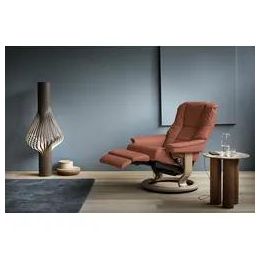 Relaxsessel stressless "Mayfair" Sessel Gr. Leder PALOMA, PowerTM Leg & Back-ohne Akku-Classic Base Eiche, Relaxfunktion-Drehfunktion-PlusTMSystem-Gleitsystem-Integrierte Fußstütze, B/H/T: 88cm x 102cm x 76cm, rot (henna paloma) elektrisch verstellbar, optional 2-motorisch, Größe M & L