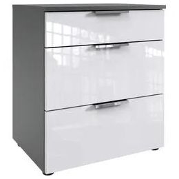 Nachtkommode wimex "level36 D by fresh to go" Sideboards Gr. B/H/T: 54cm x 61cm x 41cm, 3 St., grau (korpus graphit/ front lack weiß) mit soft-close Funktion und Lackfronten, 3 Schubladen