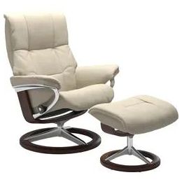 Relaxsessel stressless "Mayfair" Sessel Gr. Leder BATICK, Signature Base Braun, Relaxfunktion-Drehfunktion-PlusTMSystem-Gleitsystem-BalanceAdaptTM, B/H/T: 92cm x 103cm x 79cm, beige (cream batick) mit Hocker, Signature Base, Größe S, M & L, Gestell Braun