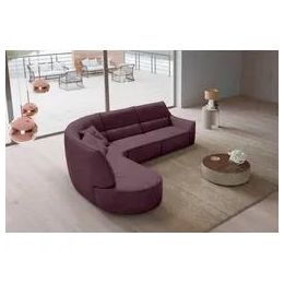 Ecksofa Egoitaliano "Puffy" Sofas Gr. B/H/T: 330cm x 88cm x 205cm, Luxus-Microfaser BLUSH, Ottomane links, Ohne Relaxfunktion, lila (plum) mit Ottomane, wahlweise und ohne elektrischer Relaxfunktion