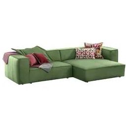 Ecksofa W.Schillig "around-the-block" Sofas Gr. B/H/T: 300cm x 66cm x 164cm, Longlife Xtra-Leder Z69, Longchair rechts, grün (green z69) mit eleganter Biese, Federkern