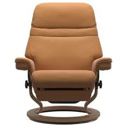 Relaxsessel stressless "Sunrise" Sessel Gr. Material Bezug, Material Gestell, Relaxfunktion-Drehfunktion-Integrierte Fußstütze-PlusTMSystem, Maße B/H/T, braun (new caramel) elektrisch verstellbar, optional 2-motorisch, Größe M & L