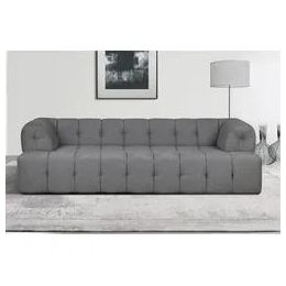 3-Sitzer Inosign "APERIRE B/T/H: 225/100/77 cm" Sofas Gr. B/H/T: 225cm x 77cm x 100cm, Struktur weich, grau (anthrazit) mit moderner aufwändiger Steppung tiefem Einzug, auch hinten