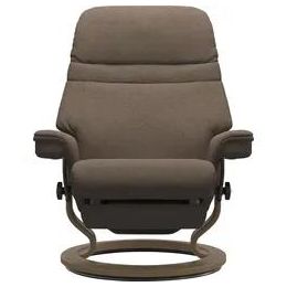 Relaxsessel stressless "Sunrise" Sessel Gr. ROHLEDER Stoff Q2 FARON, PowerTM Leg & Back-mit Akku-Classic Base Eiche, Relaxfunktion-Drehfunktion-Integrierte Fußstütze-PlusTMSystem, B/H/T: 88cm x 103cm x 78cm, braun (dark beige q2 faron) elektrisch verstellbar, optional 2-motorisch, Größe M & L