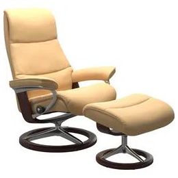 Relaxsessel stressless "View" Sessel Gr. Material Bezug, Cross Base Braun, Ausführung / Funktion, Maße B/H/T, gelb mit Signature Base, Größe L,Gestell Braun