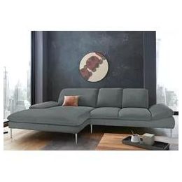 Ecksofa W.Schillig "enjoy&MORE" Sofas Gr. B/H/T: 310cm x 87cm x 185cm, Chenille-Flachgewebe R66, Recamiere links, mit Kopfteilverstellung-mit Armlehnenverstellung-mit Sitztiefenverstellung, blau (niagara r66) mit Sitztiefenverstellung, Füße silber matt, Breite 310 cm