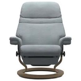 Relaxsessel stressless "Sunrise" Sessel Gr. Struktur fein JASMINE, PowerTM Leg & Back-ohne Akku-Classic Base Eiche, Relaxfunktion-Drehfunktion-Integrierte Fußstütze-PlusTMSystem, B/H/T: 79cm x 103cm x 78cm, blau (light blue jasmine) elektrisch verstellbar, optional 2-motorisch, Größe M & L